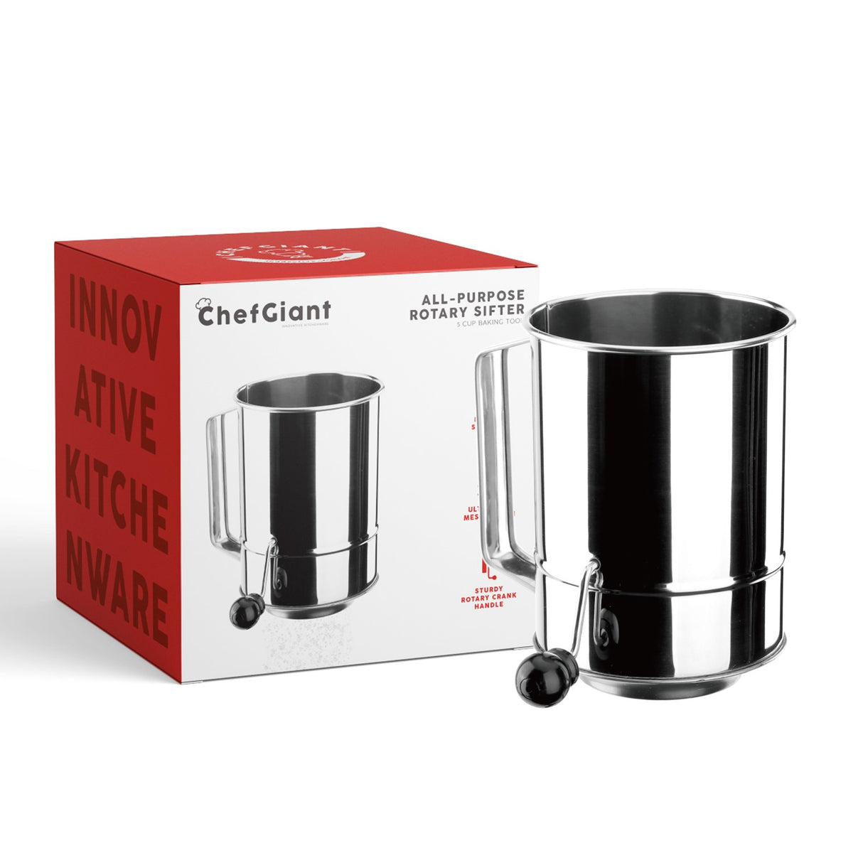 Stainless Steel All-Purpose 5 Cup Rotary Sifter – ChefGiant